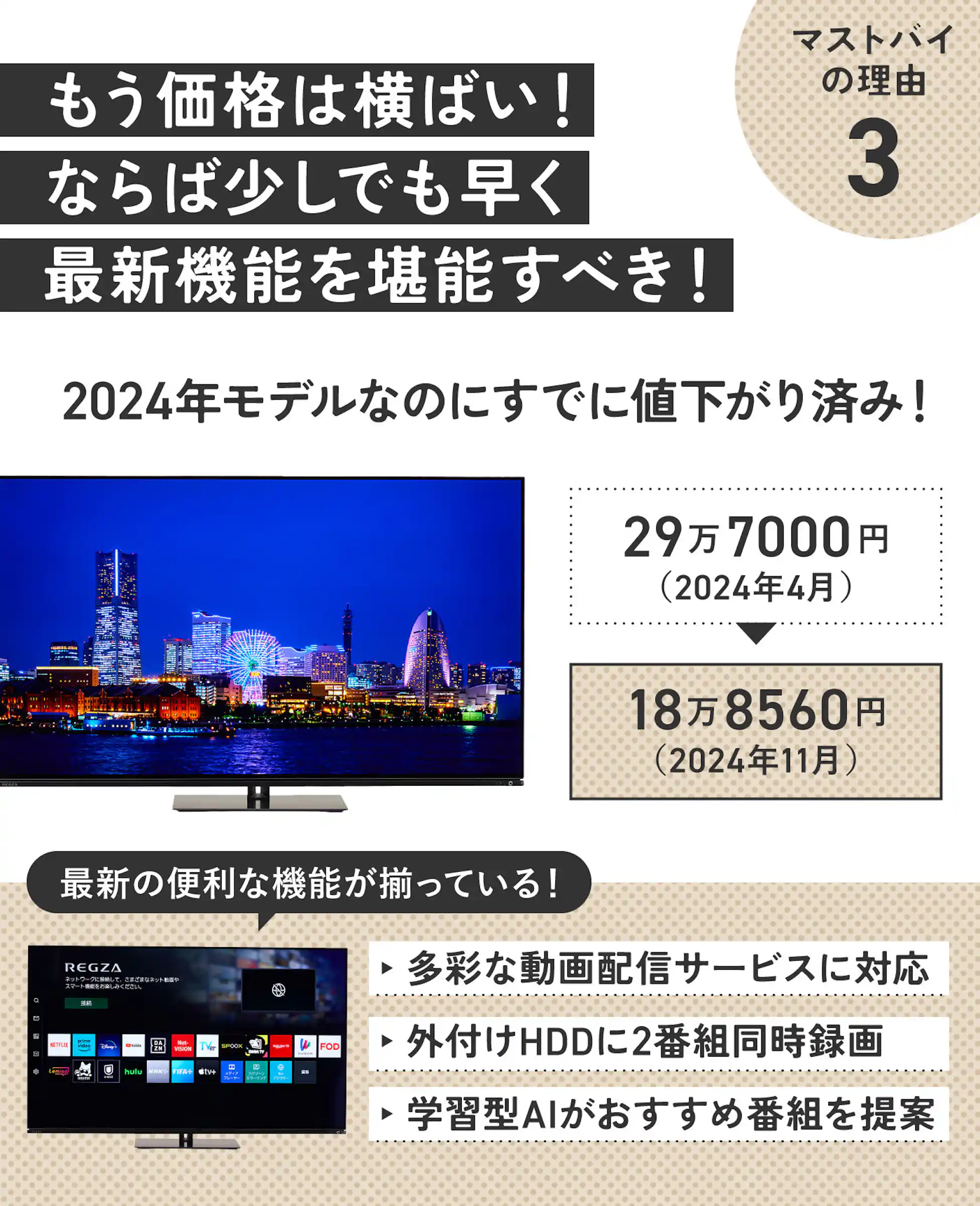 最新モデルがもう底値!?最強4Kテレビ「REGZA」55V型有機ELは 最新モデルがもう底値!?最強4Kテレビ「REGZA」55V型有機ELは